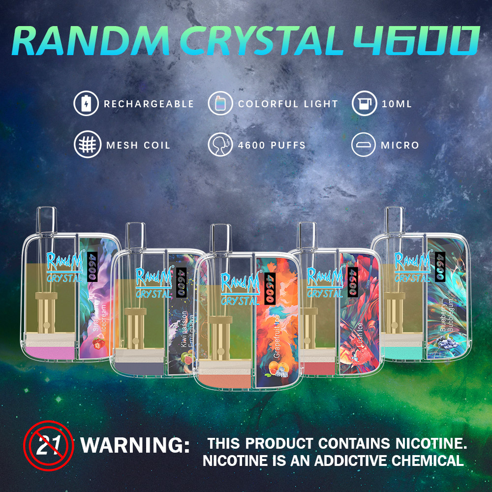 Slim Box Disposable Vape RandM Crystal 4600 puffs 10ML Premium Portable ...