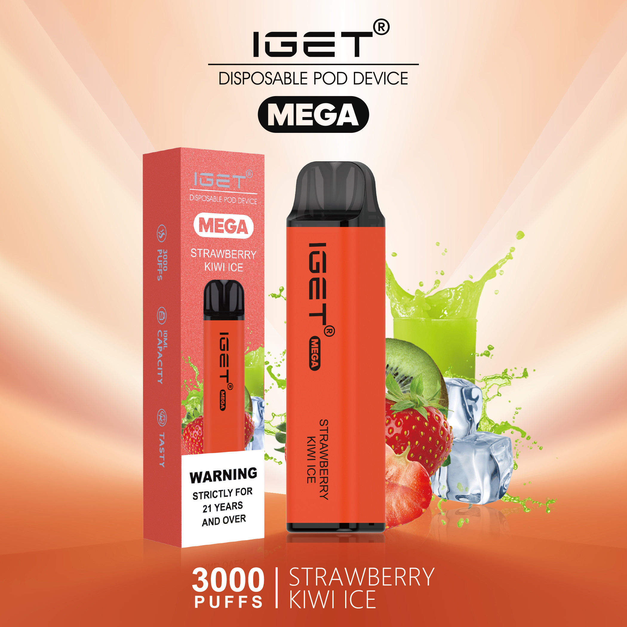 8 Colors Cool Mint Nic Salt Disposable Vape IGET MEGA 3000 Puffs